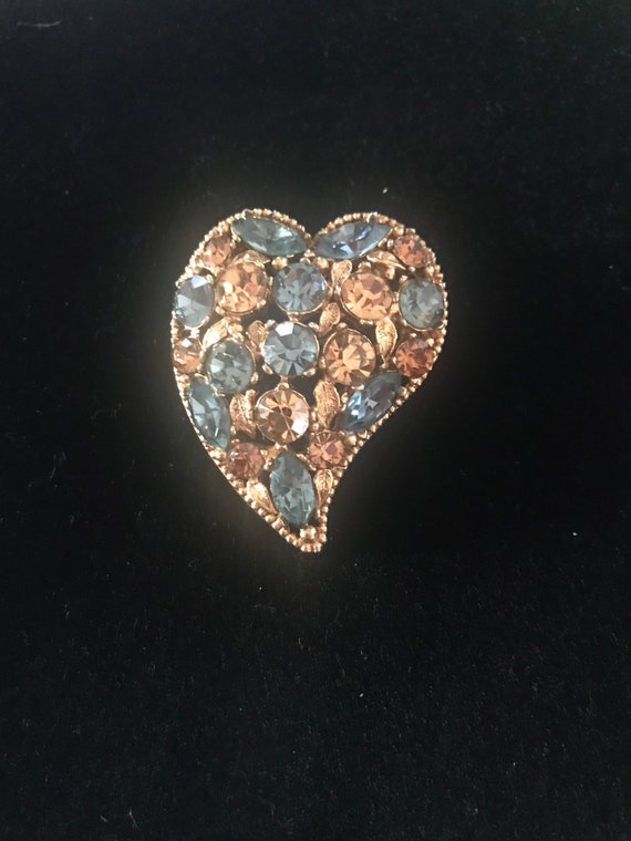 Vintage heart brooch - Gem