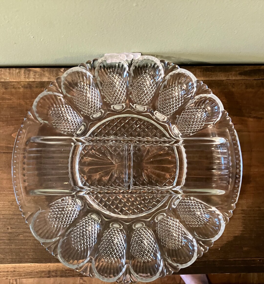 Vintage Clear Glass Deviled Egg and Relish Tray - Etsy