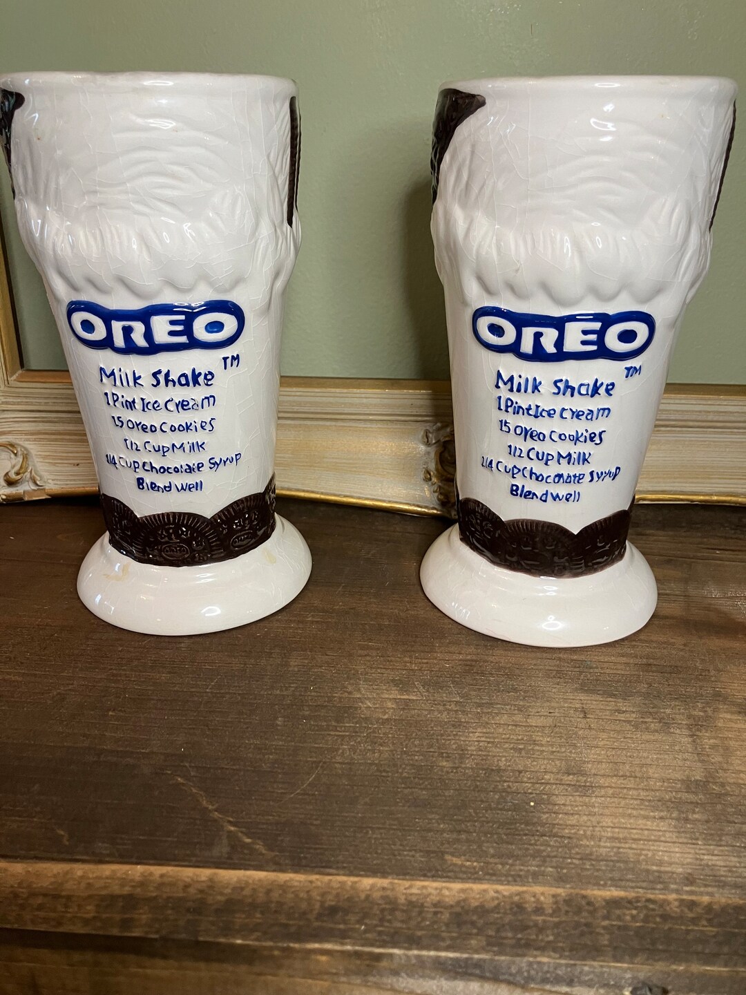 Vintage Oreo Cookie Milkshake Glasses With Recipe Set of 2 - Etsy