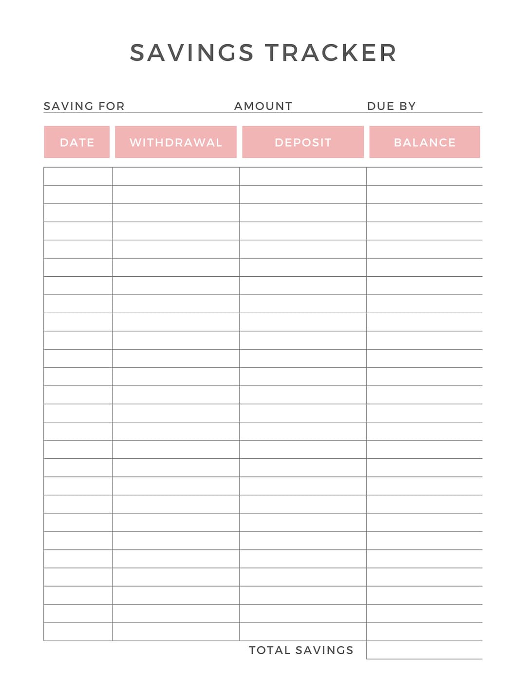 Simple Savings Tracker - Etsy