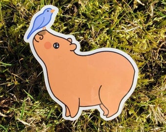 Capybara Vinyl Sticker, Waterproof Sticker for Water Bottle and Laptop ...