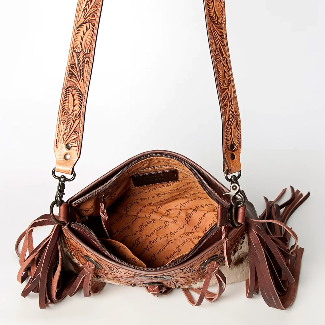 Handcrafted Tooled Leather Crossbody Purse Western American Darling ...