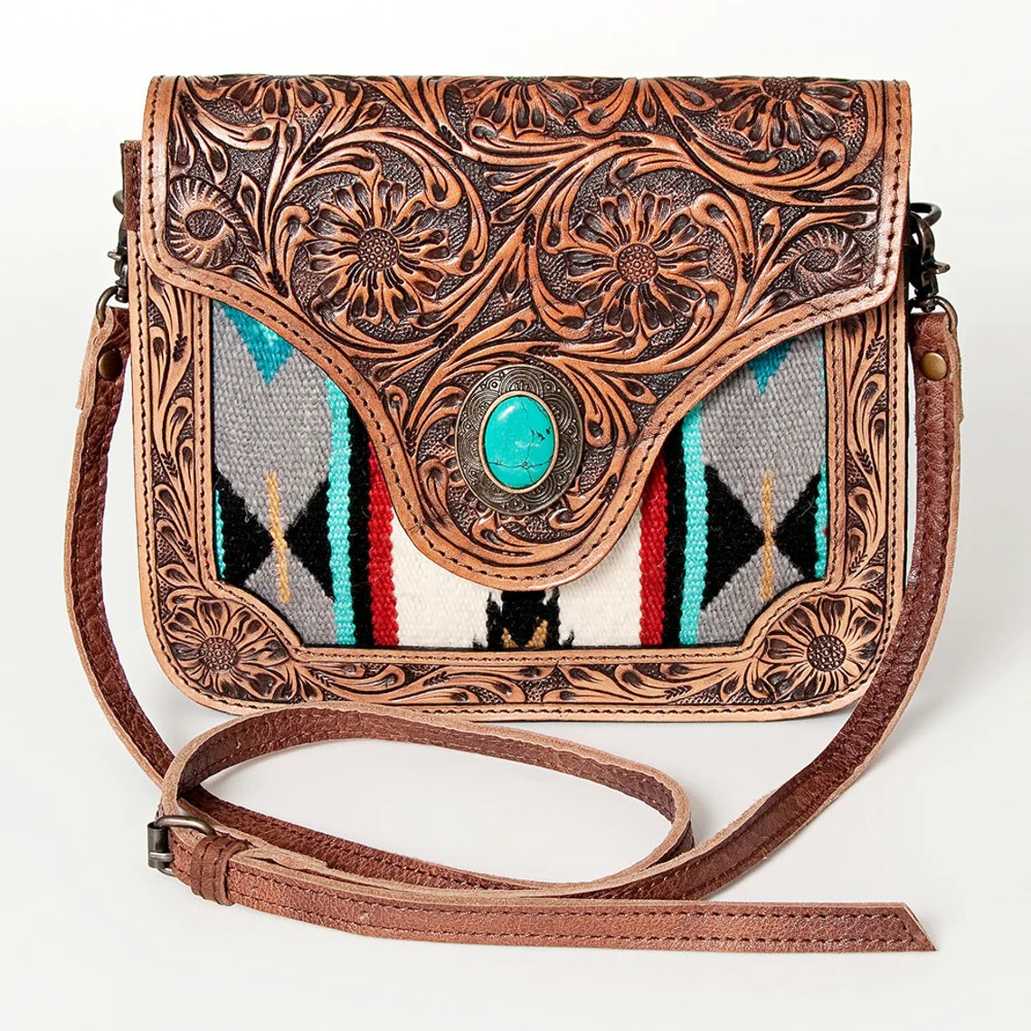 Genuine Leather Purse, Tooled Leather Purse, Saddle Blanket Purse ...