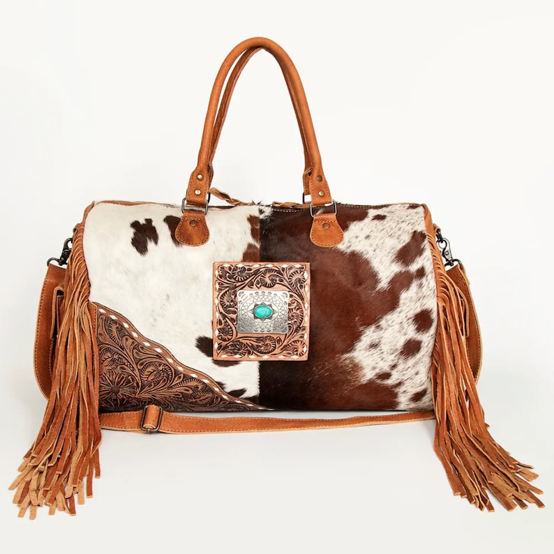 Western Handcrafted Leather Duffel Bag, American Darling, Tooled ...