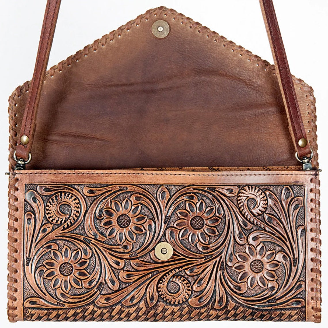 Genuine Full Grain Leather, Tooled Leather, Shoulder Purse - Etsy