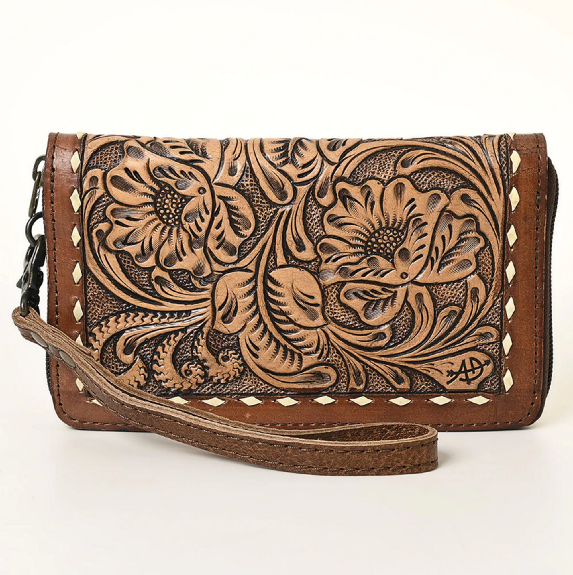 Hand-tooled Leather Wallet American Darling Western Wristlet - Etsy