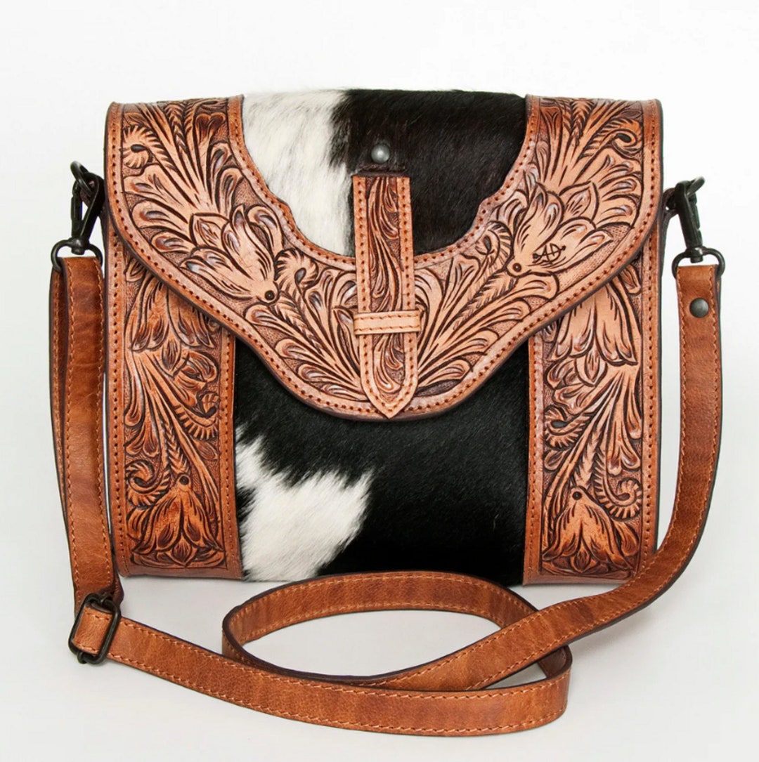 Handcrafted Western Leather Purse American Darling Tooled Crossbody Bag ...