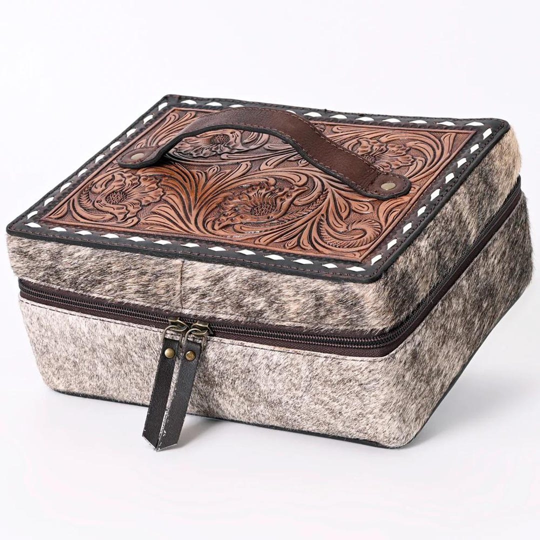 Western Leather Jewelry Case, Leather Jewelry Case, Hair on Hide ...