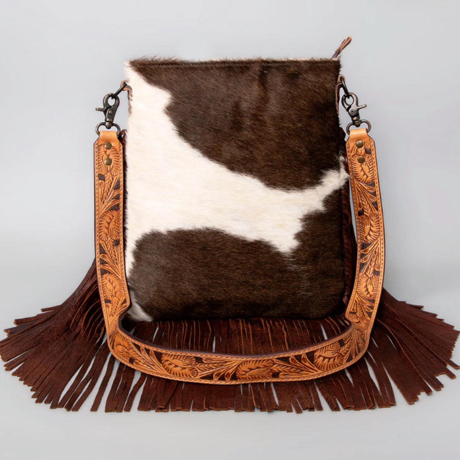 Cowhide Leather Purse, Concealed Carry Purse, Fringe Shoulder Purse ...