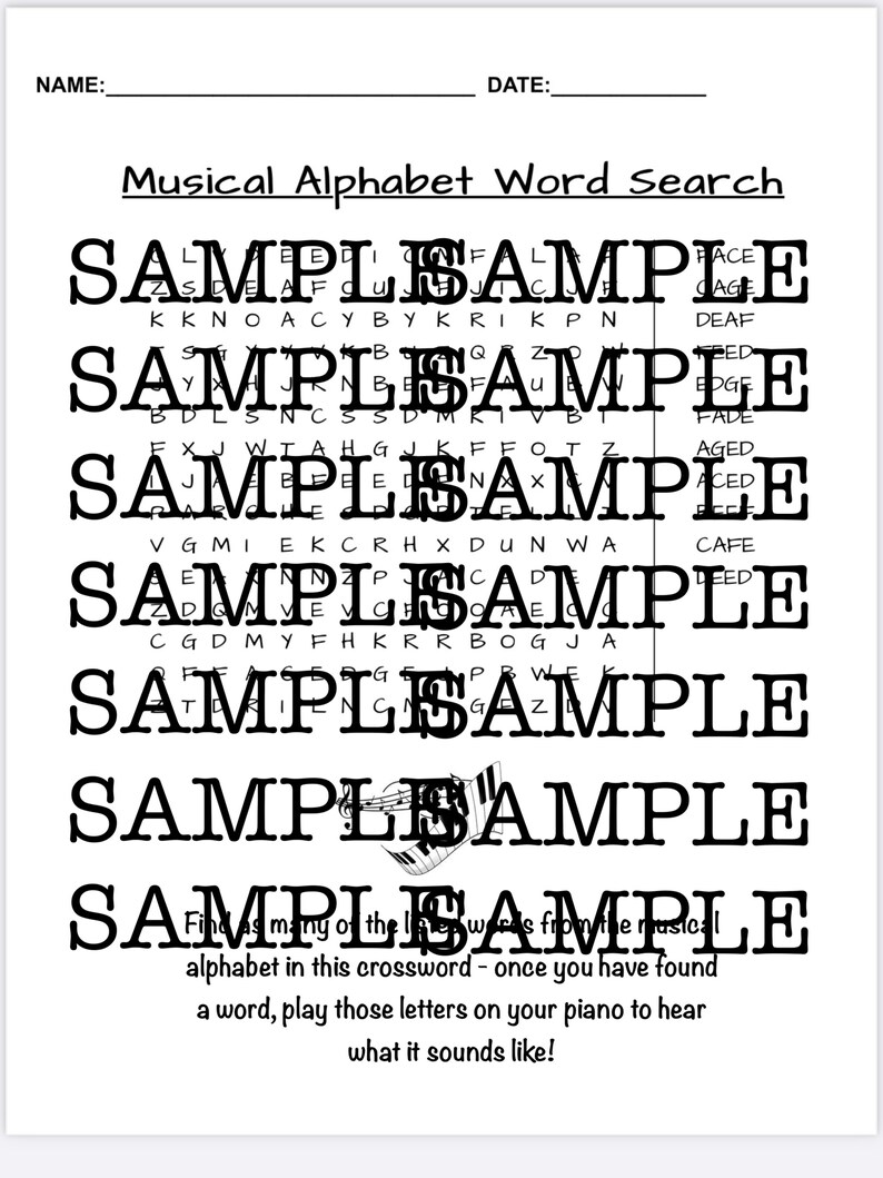 Musical Alphabet Word Searches (3 Levels) - Etsy