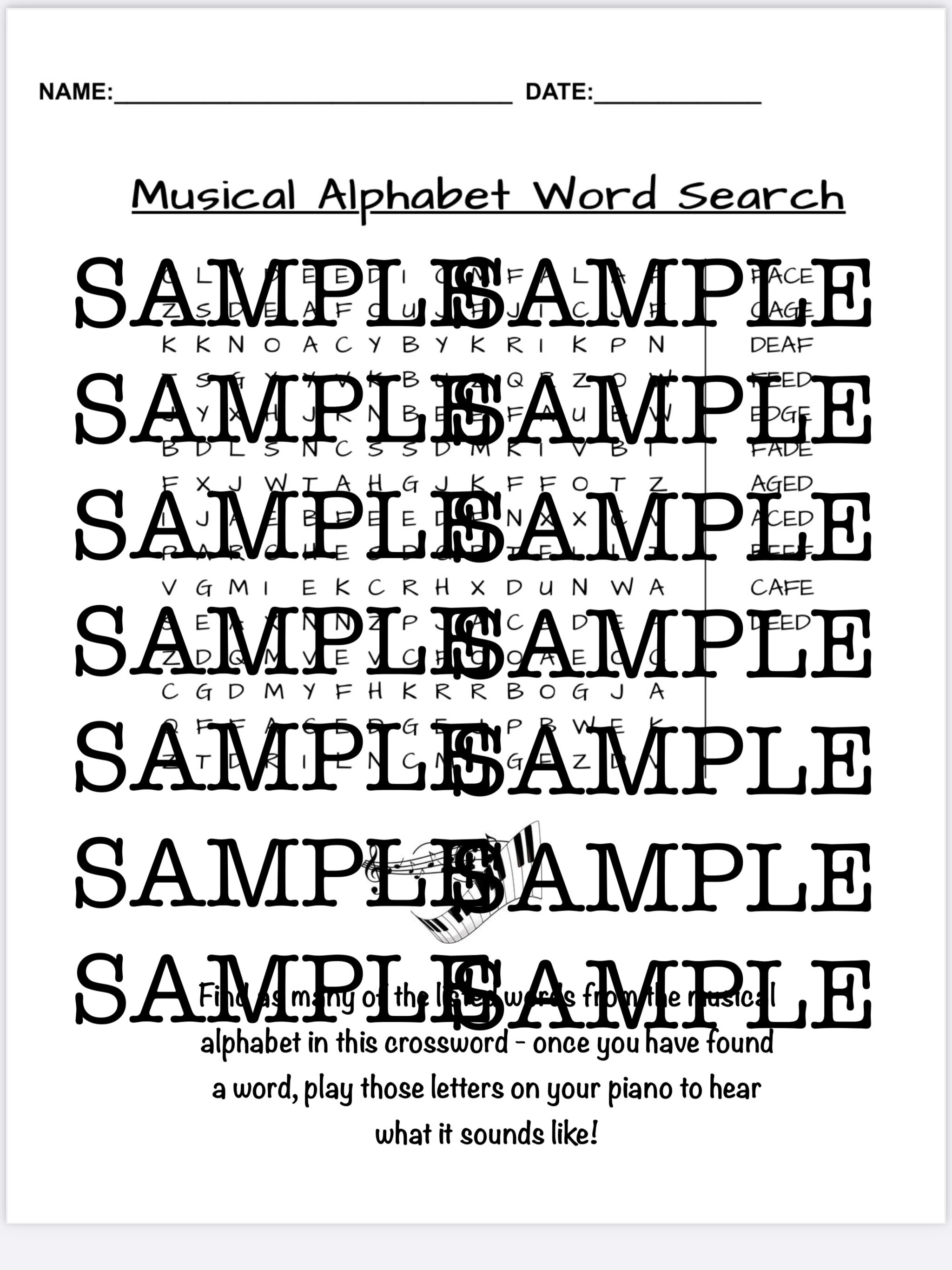 Musical Alphabet Word Searches (3 Levels) - Etsy
