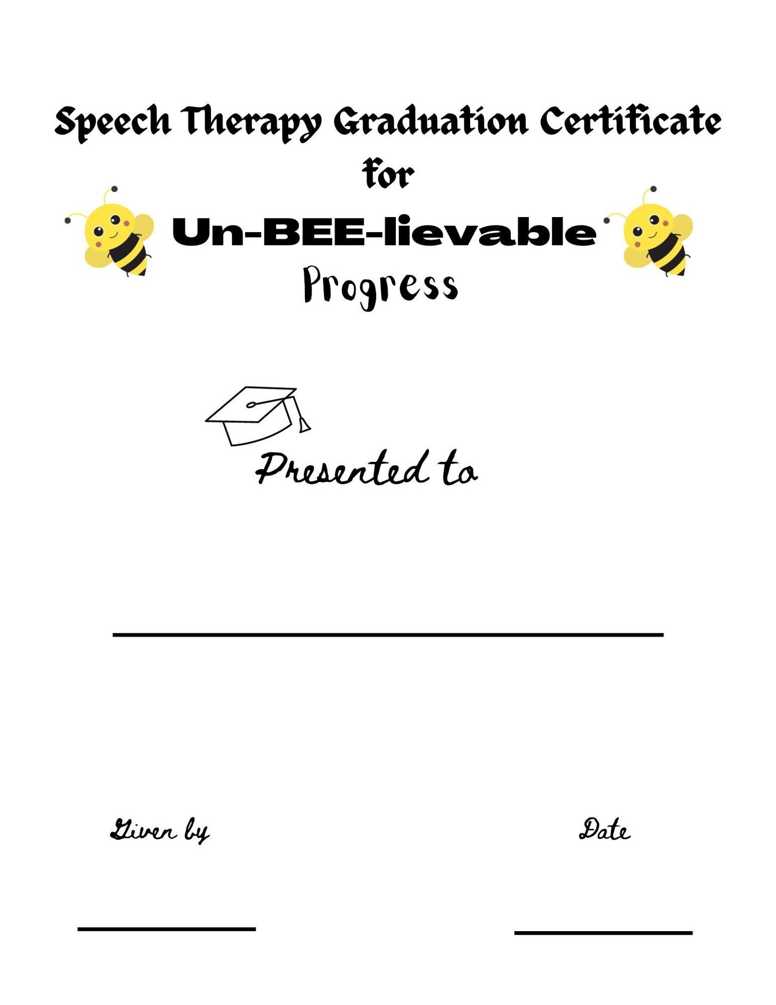 Speech Therapy Graduation Certificate - Etsy