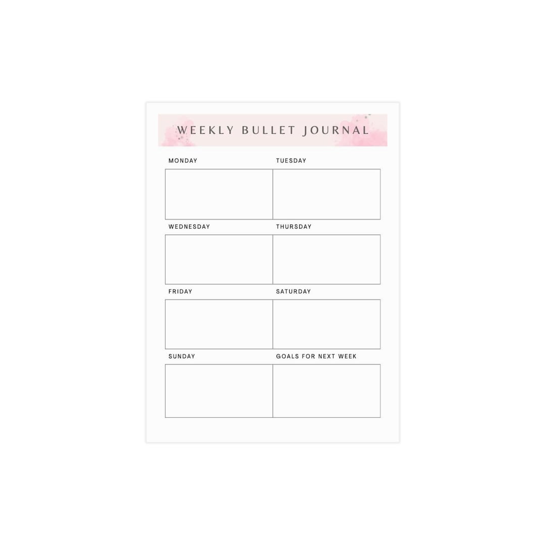 Weekly Bullet Journal Page - PDF Digital Download (A4 & Letter Size ...