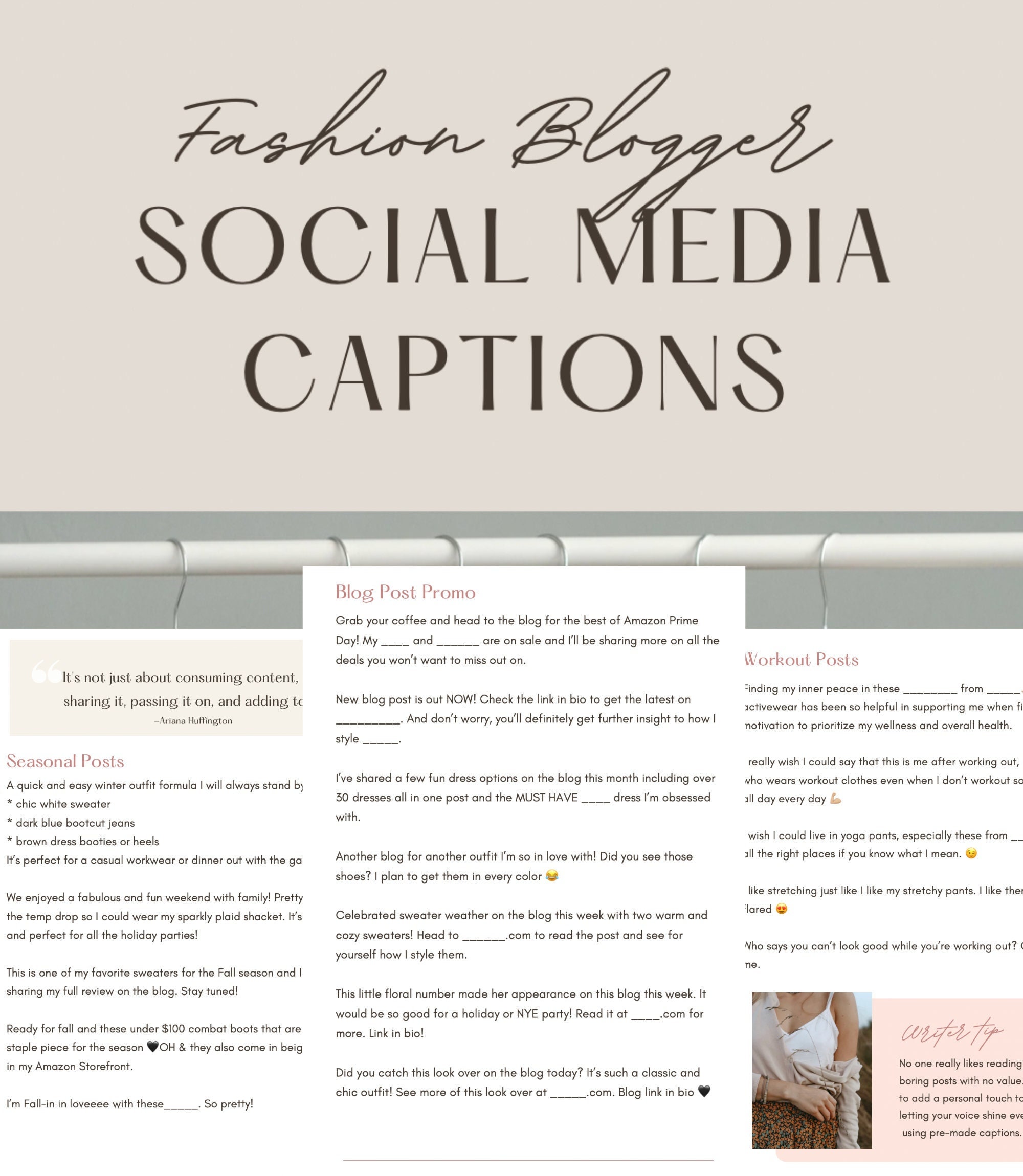Social Media Pre-made Captions Fashion Blogger Social Media Manager ...