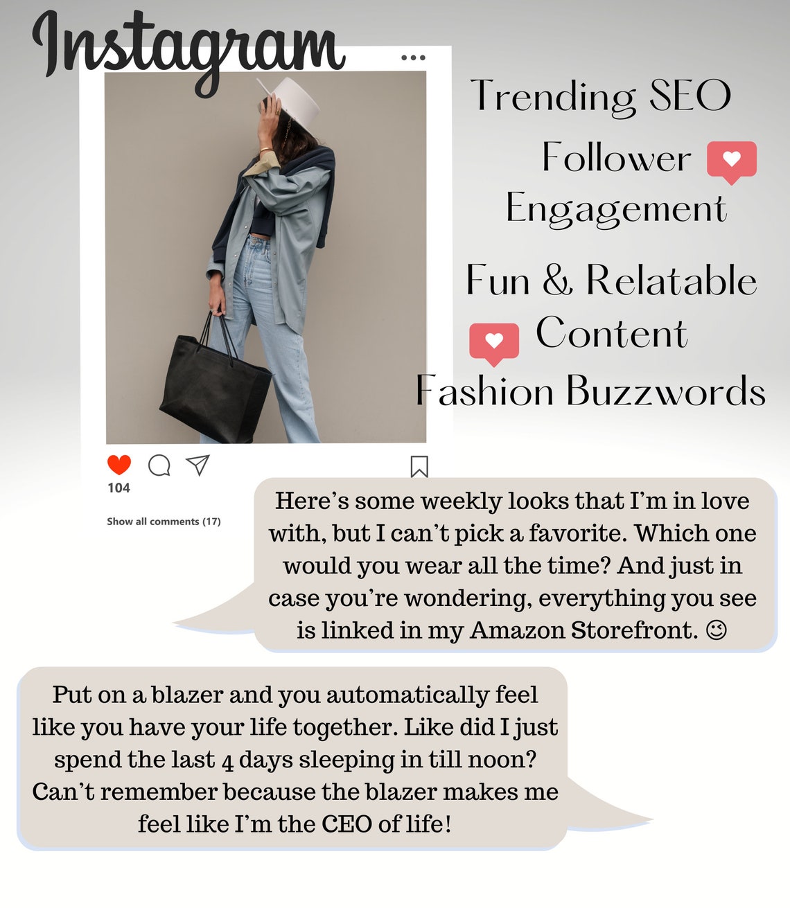 Social Media Pre-made Captions Fashion Blogger Social Media Manager ...