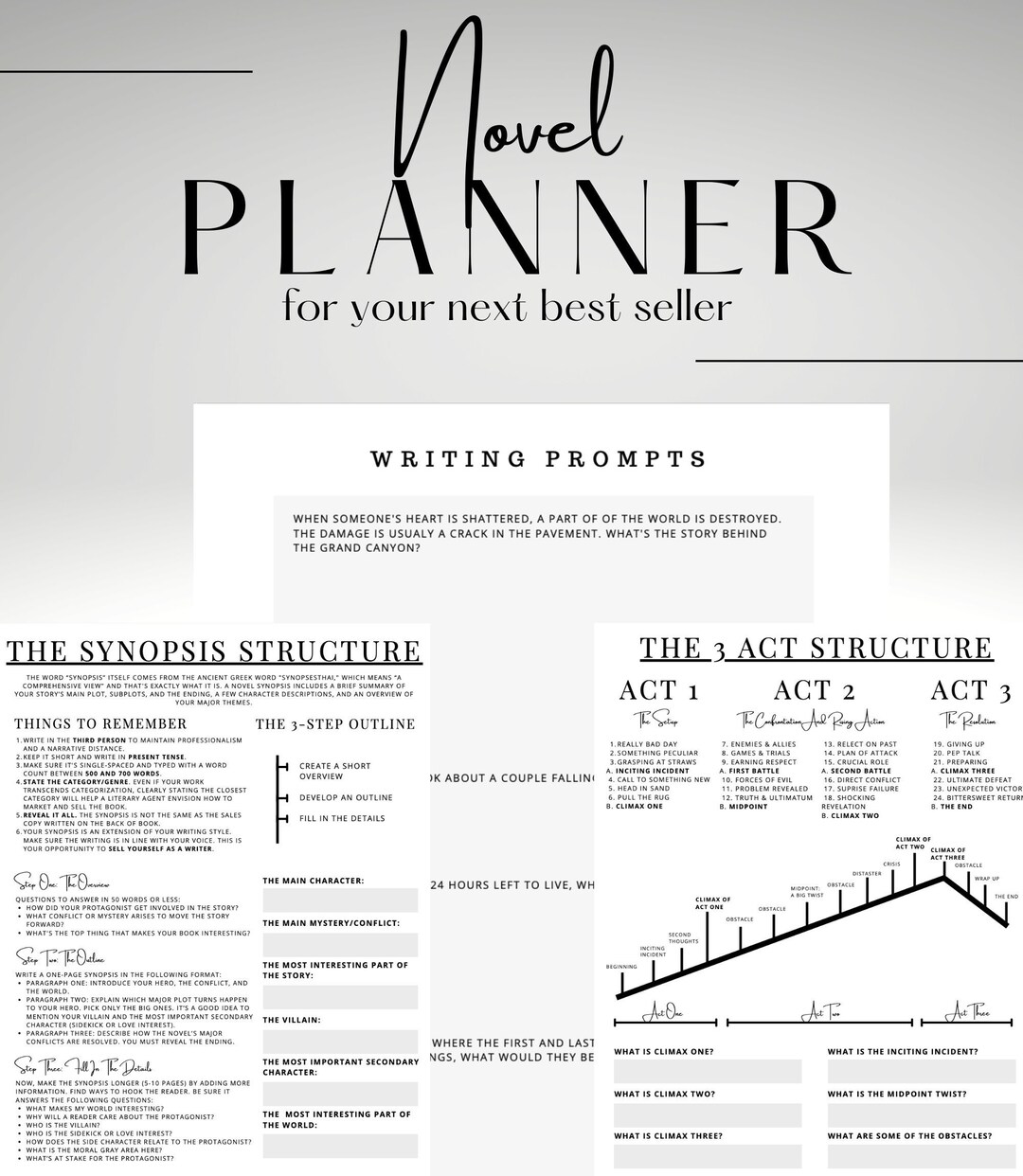 Novel Planner | Neurodivergent Friendly | Book Outline | Author Tools ...