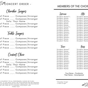 EDITABLE Concert Program Template | Instant Printable Download | Music ...