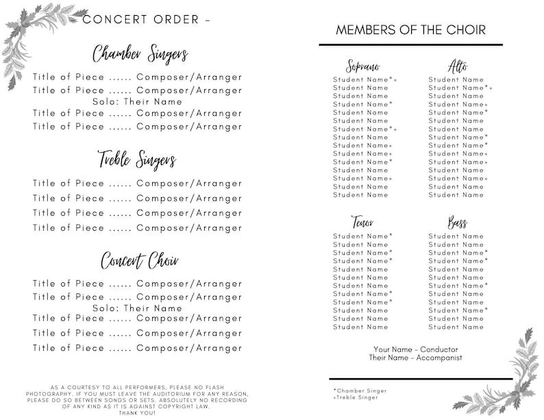 EDITABLE Concert Program Template | Instant Printable Download | Music ...
