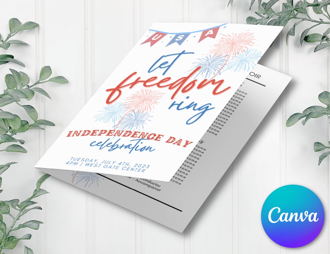 Patriotic Concert Program Template | Editable Instant Printable ...