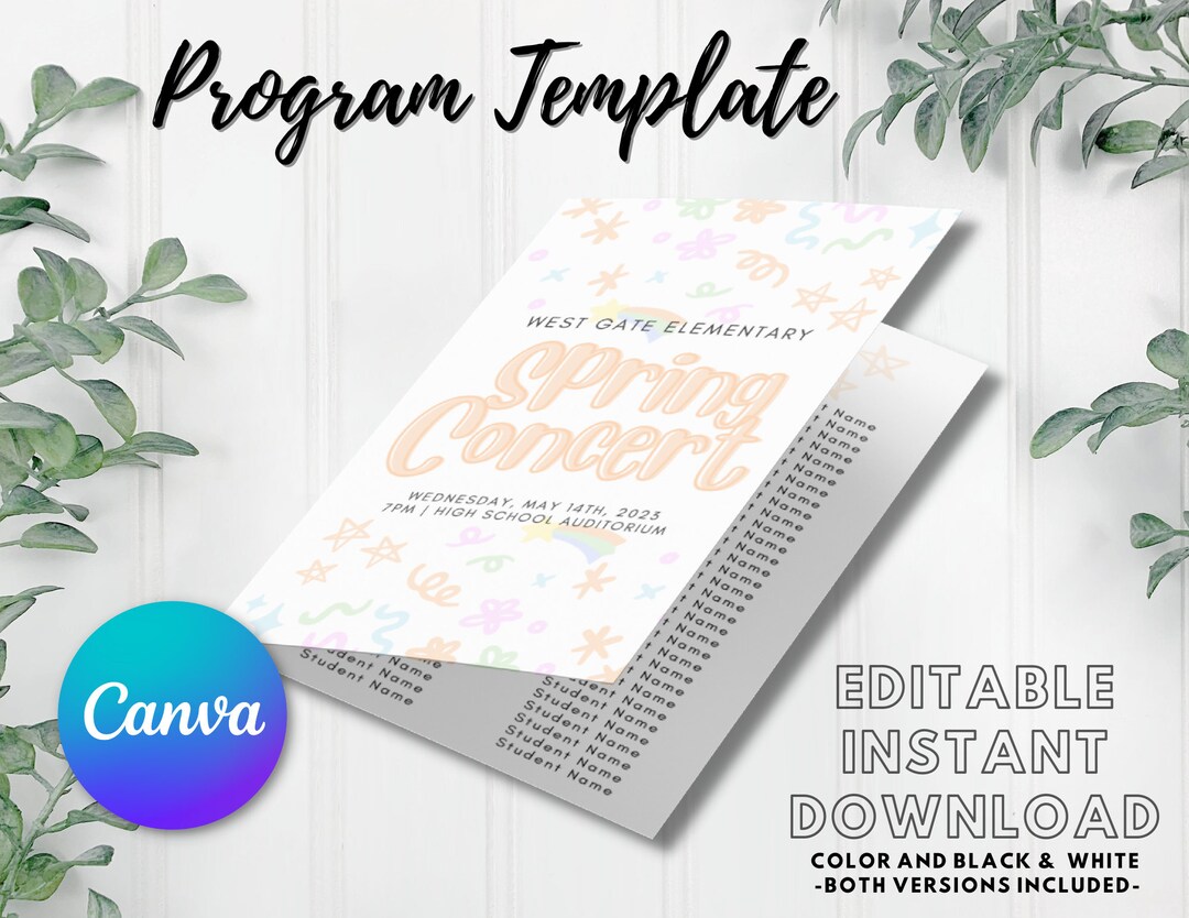 EDITABLE Concert Program Template | Instant Printable Download | Music ...