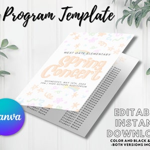 EDITABLE Concert Program Template | Instant Printable Download | Music ...