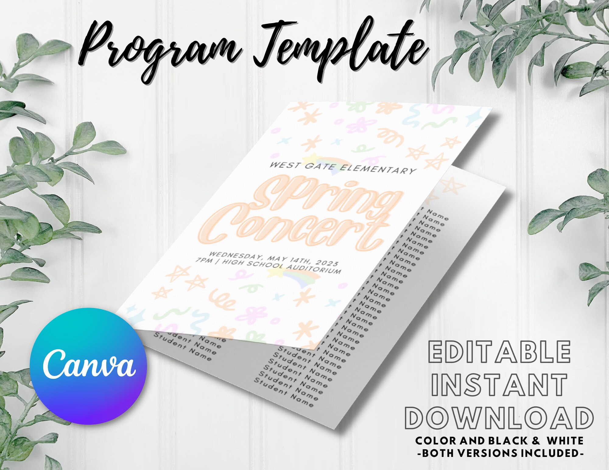 EDITABLE Concert Program Template | Instant Printable Download | Music ...