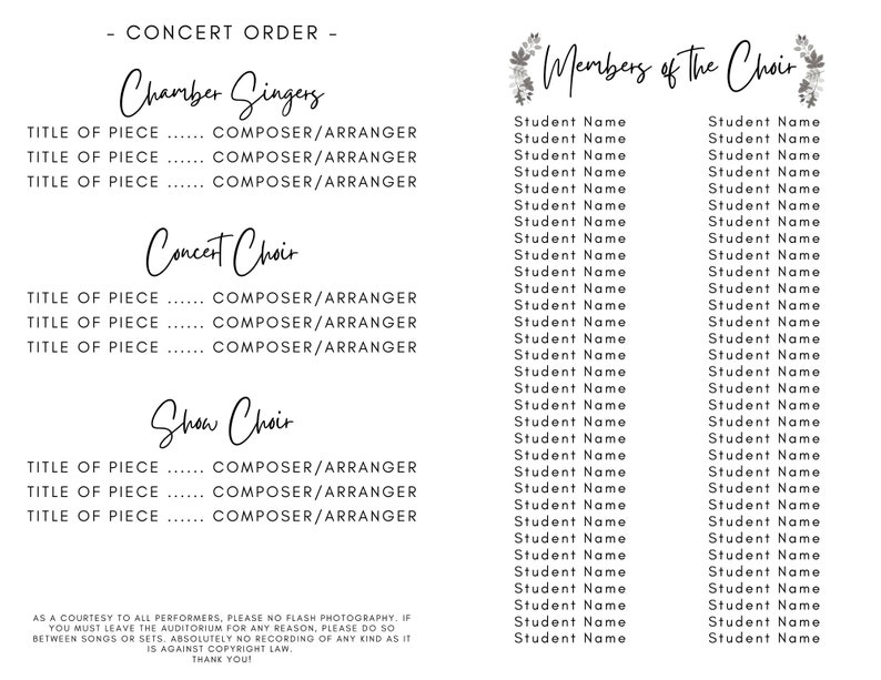 EDITABLE Concert Program Template | Instant Printable Download | Music ...