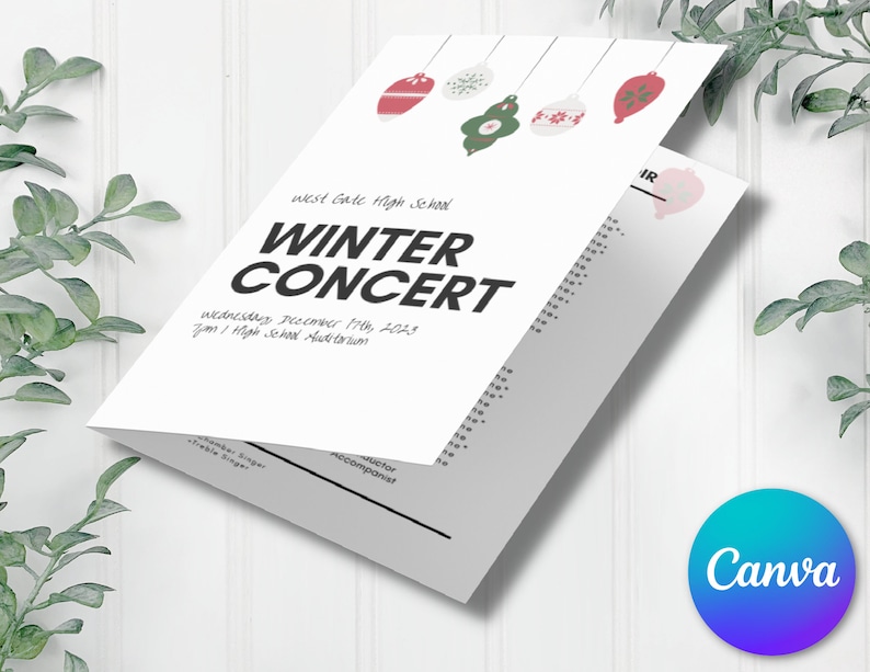 EDITABLE Concert Program Template | Instant Printable Download | Music ...