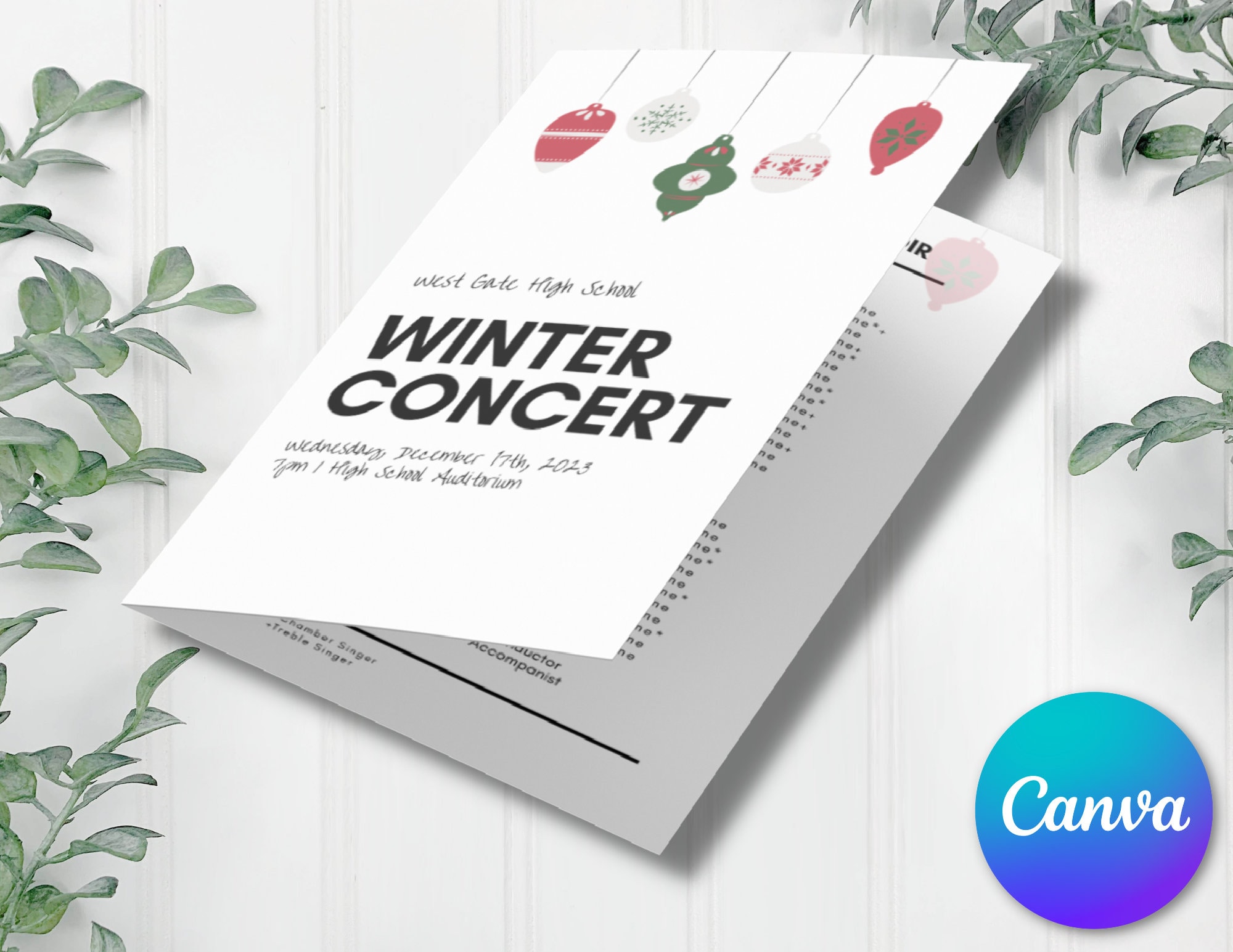 EDITABLE Concert Program Template | Instant Printable Download | Music ...