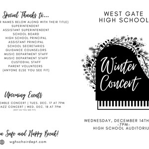 EDITABLE Concert Program Template | Instant Printable Download | Music ...