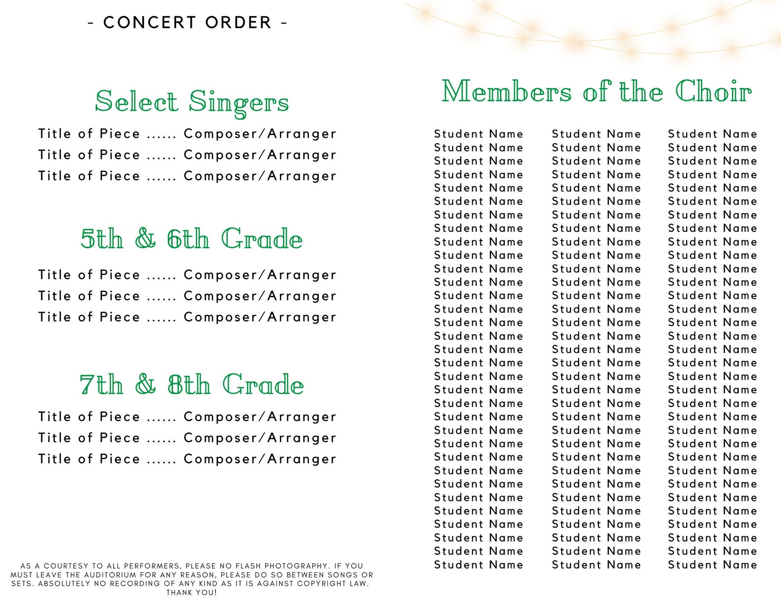 EDITABLE Concert Program Template | Instant Printable Download | Music ...