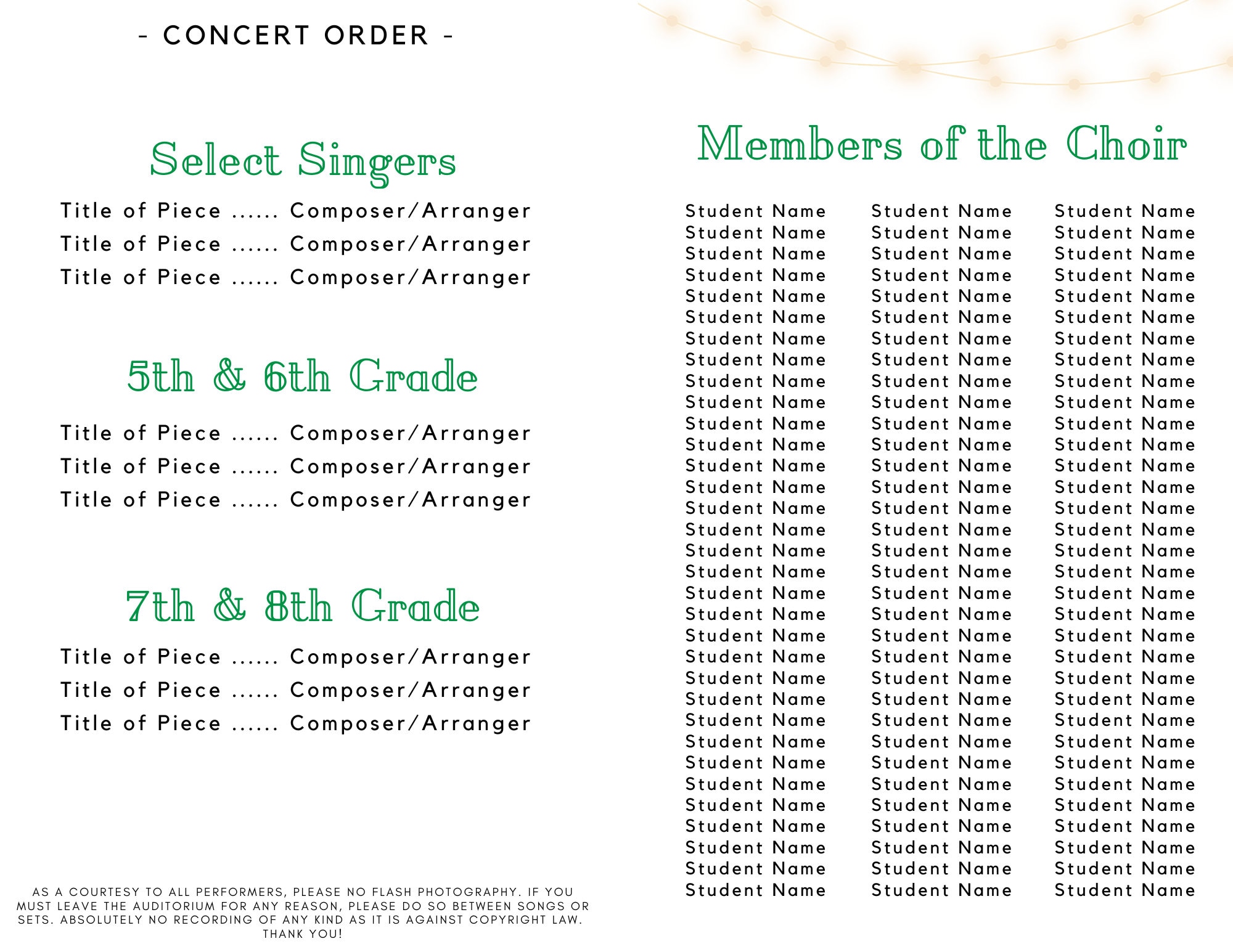 EDITABLE Concert Program Template | Instant Printable Download | Music ...