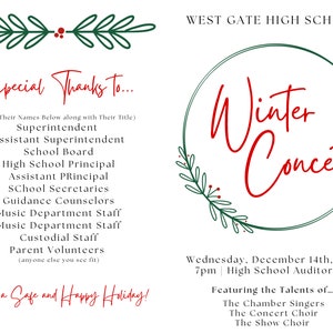 EDITABLE Concert Program Template | Instant Printable Download | Music ...