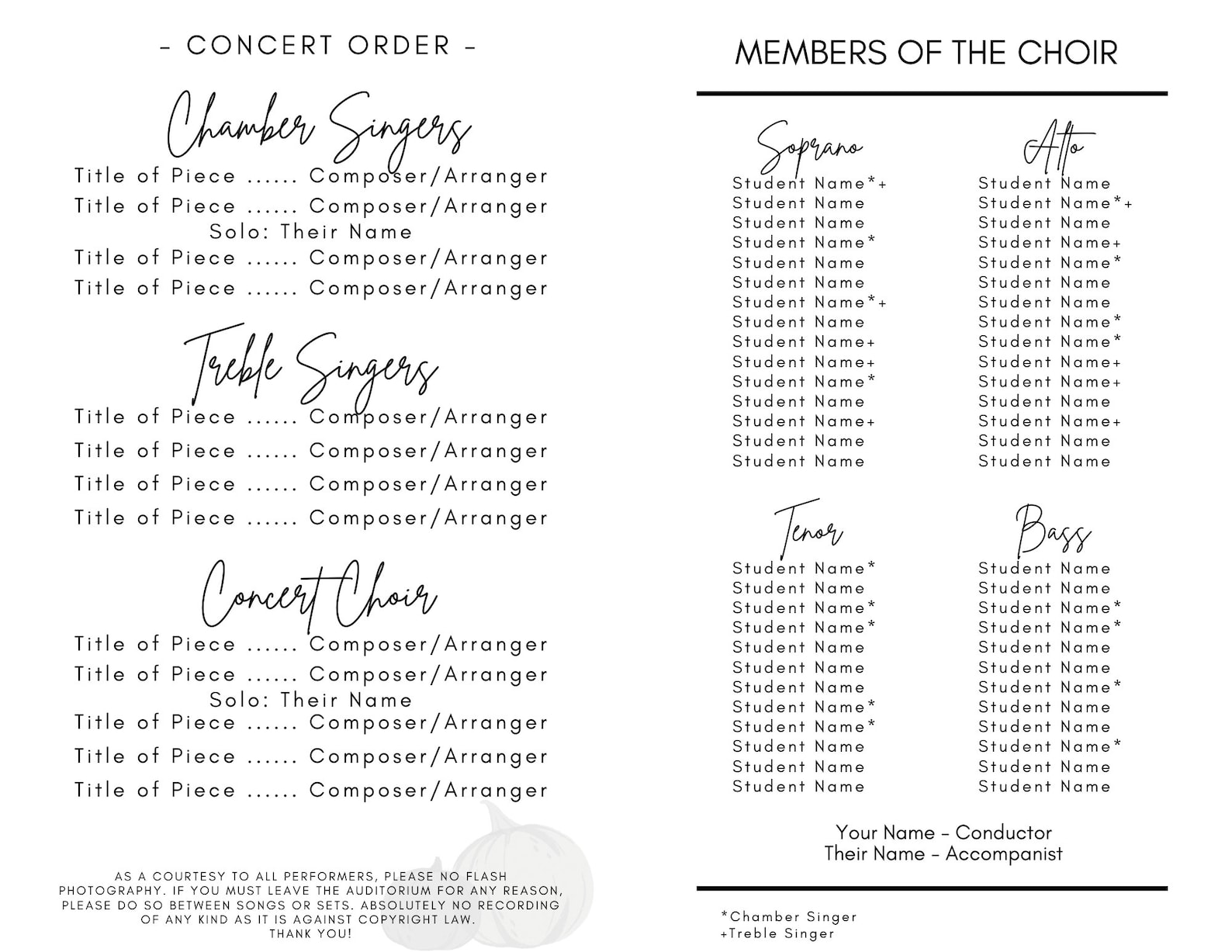 EDITABLE Concert Program Template | Instant Printable Download | Music ...