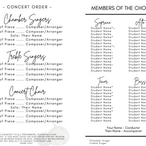 EDITABLE Concert Program Template | Instant Printable Download | Music ...