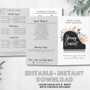 EDITABLE Concert Program Template | Instant Printable Download | Music ...