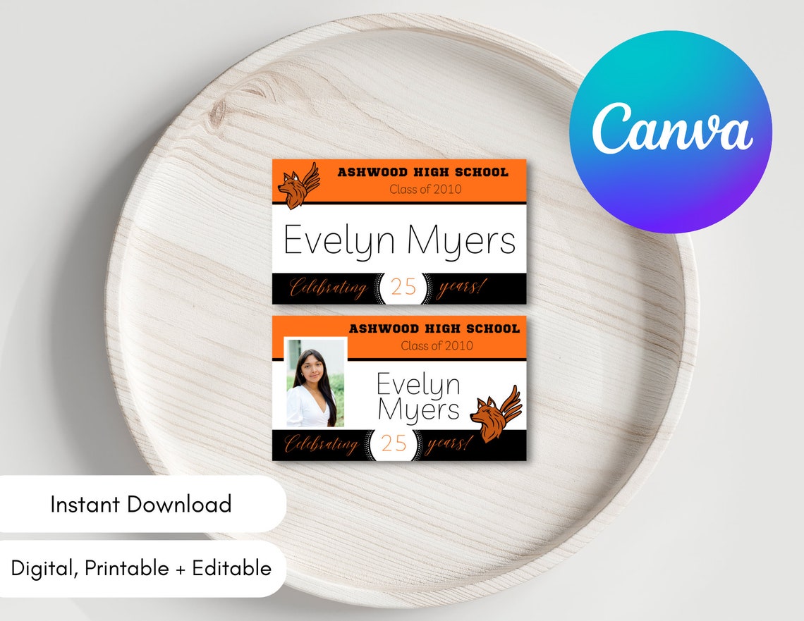 EDITABLE Class Reunion Name Tag Template | Instant Printable Download ...