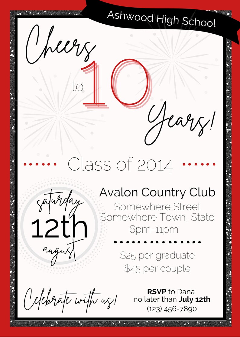 EDITABLE Class Reunion Template | Instant Printable Download | College ...