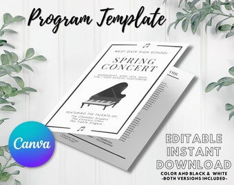 EDITABLE Concert Program Template | Instant Printable Download | Music ...