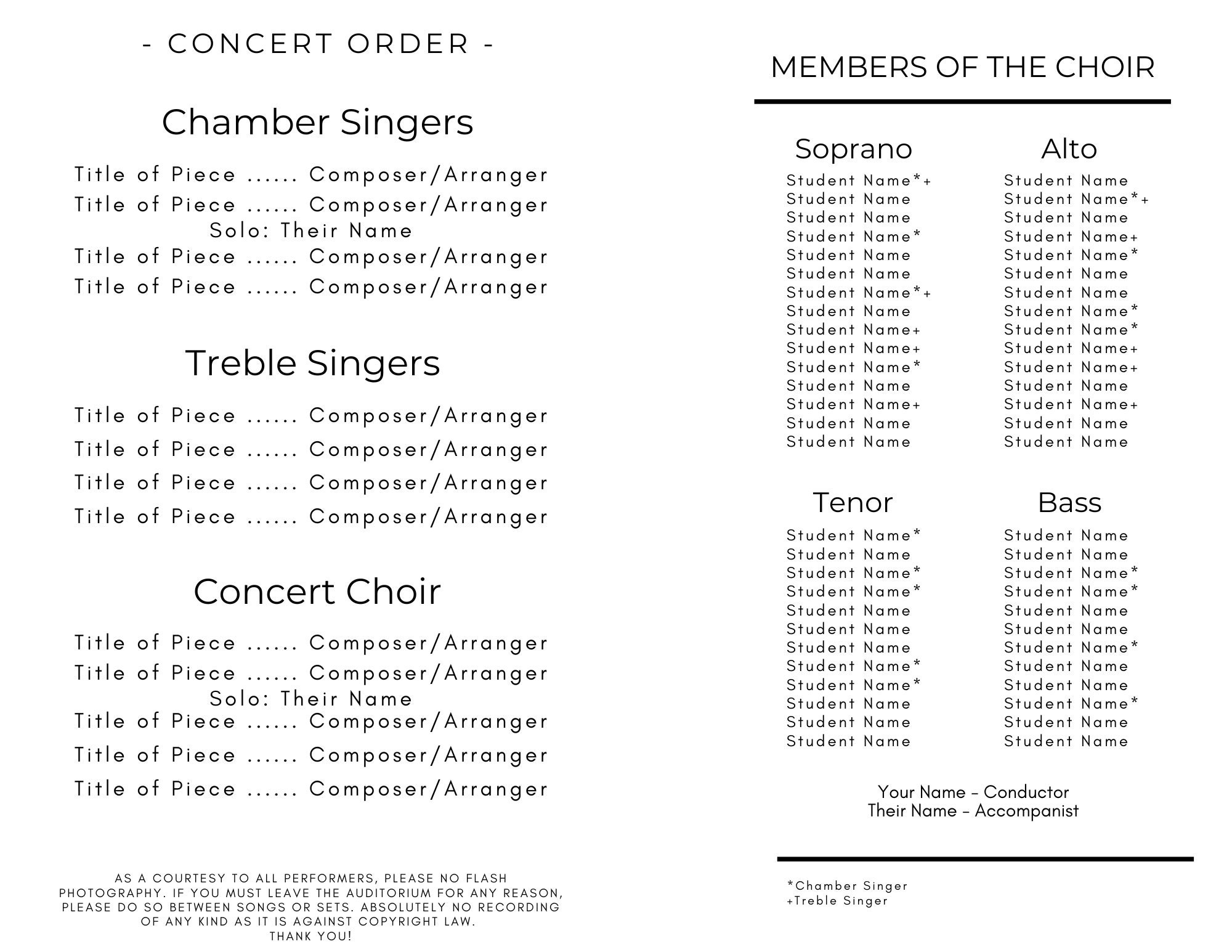 Concert Program Template Editable Instant Printable Download - Etsy