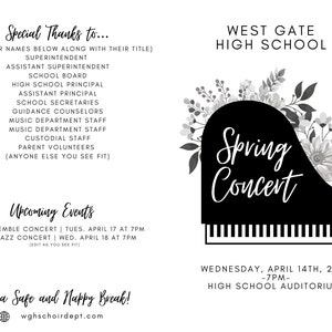 EDITABLE Concert Program Template | Instant Printable Download | Music ...