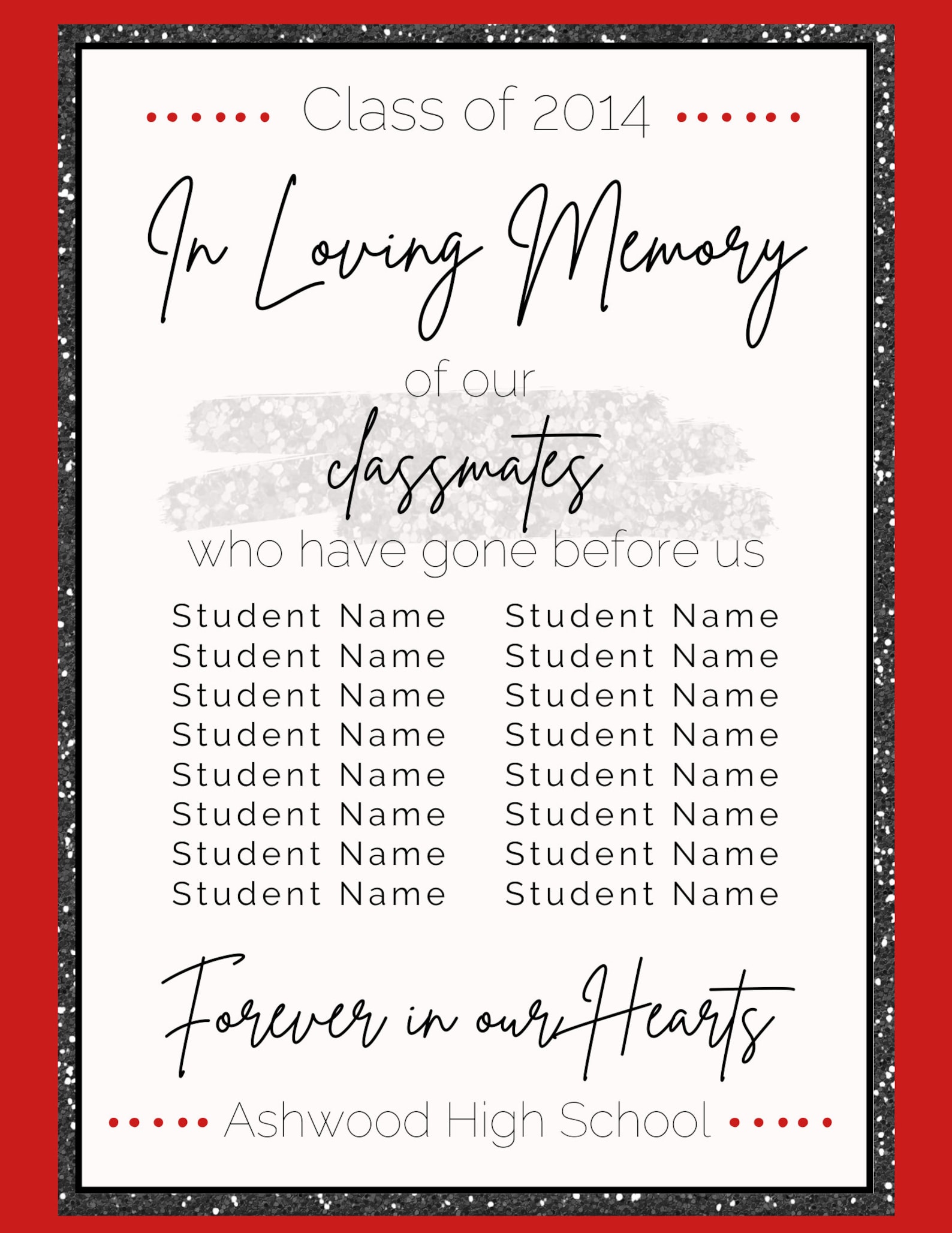 EDITABLE Class Reunion Memorial Template | Instant Printable Download ...