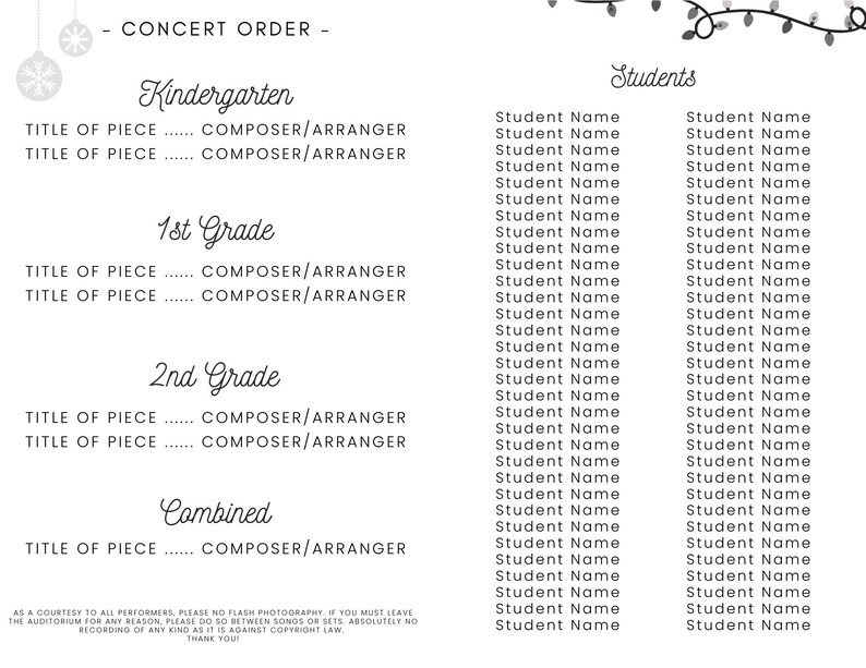 EDITABLE Concert Program Template | Instant Printable Download | Music ...