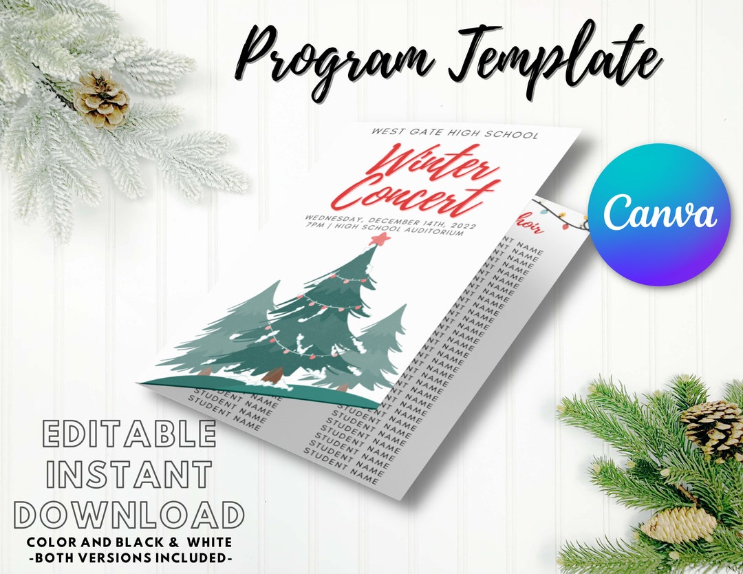EDITABLE Concert Program Template | Instant Printable Download | Music ...