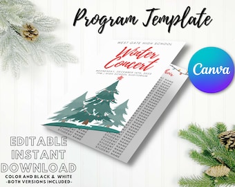 EDITABLE Concert Program Template Instant Printable Download Music ...