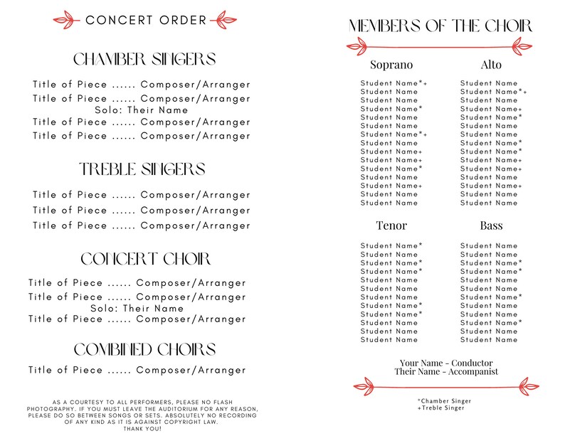 Concert Program Template | Editable Instant Printable Download | Music ...