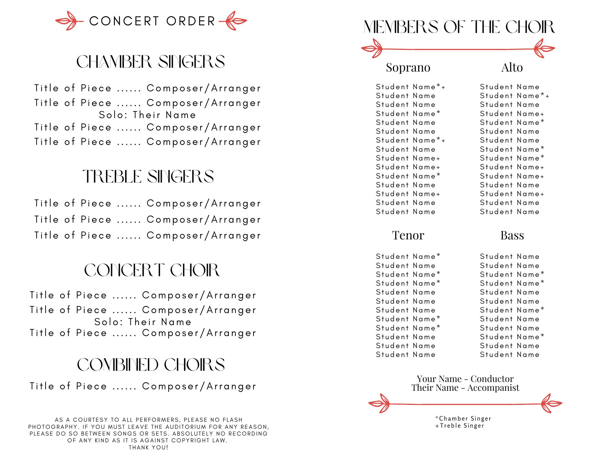 Concert Program Template | Editable Instant Printable Download | Music ...