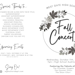 EDITABLE Concert Program Template | Instant Printable Download | Music ...
