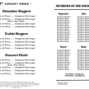 EDITABLE Concert Program Template | Instant Printable Download | Music ...