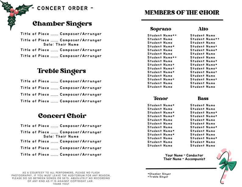 EDITABLE Concert Program Template | Instant Printable Download | Music ...